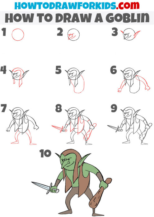 How to Draw a Goblin - Easy Drawing Tutorial For Kids