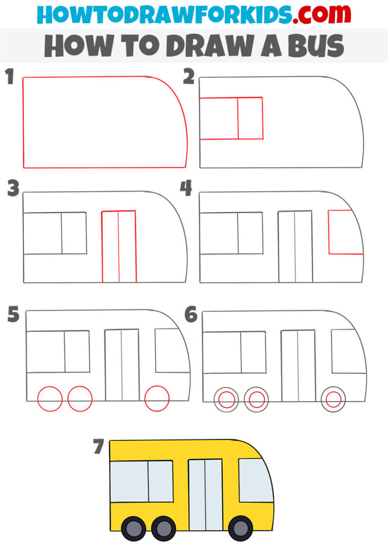 How to Draw a Bus - Easy Drawing Tutorial for Kids