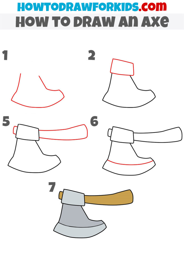 How to Draw an Axe - Easy Drawing Tutorial for Kids