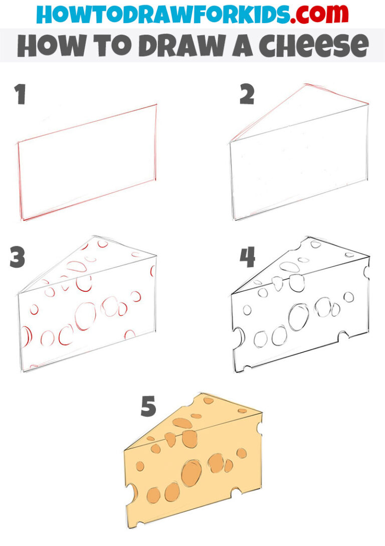 How to Draw Cheese - Easy Drawing Tutorial For Kids