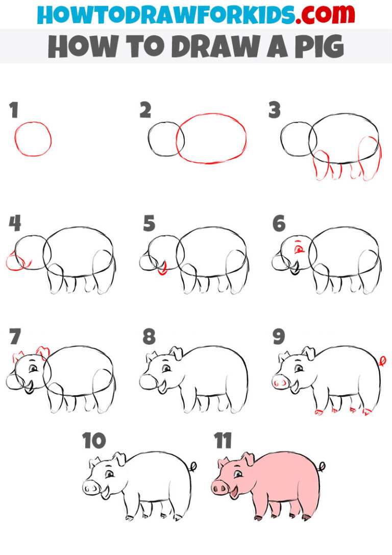 How To Draw A Pig For Kids Easy Drawing Tutorial How To Draw A Pig For Kids Easy Drawing Tutorial