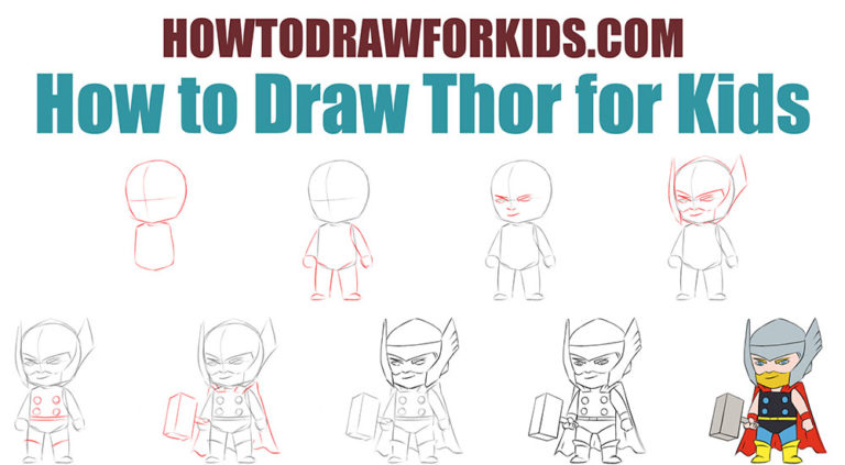 How to Draw Thor for Kids - Easy Drawing Tutorial Step By Step