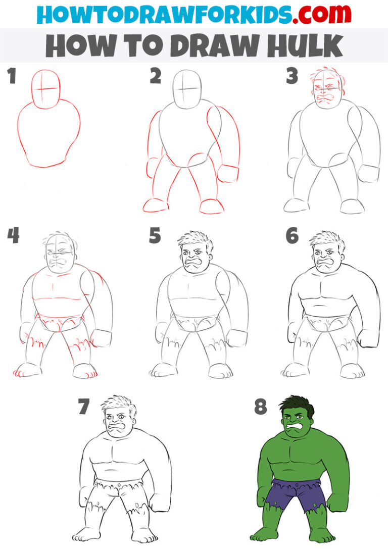 How to Draw the Hulk - Easy Drawing Tutorial For Kids