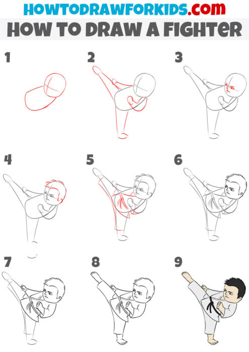 How to Draw a Karate Fighter - Easy Drawing Tutorial for Kids