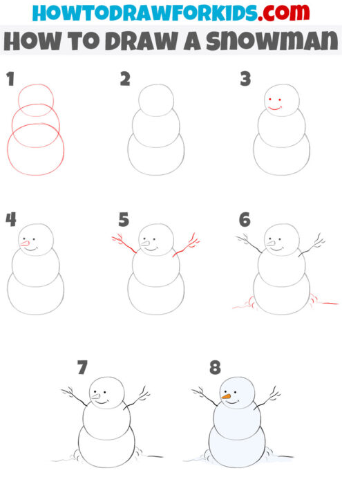 How to Draw a Snowman - Easy Drawing Tutorial For Kids