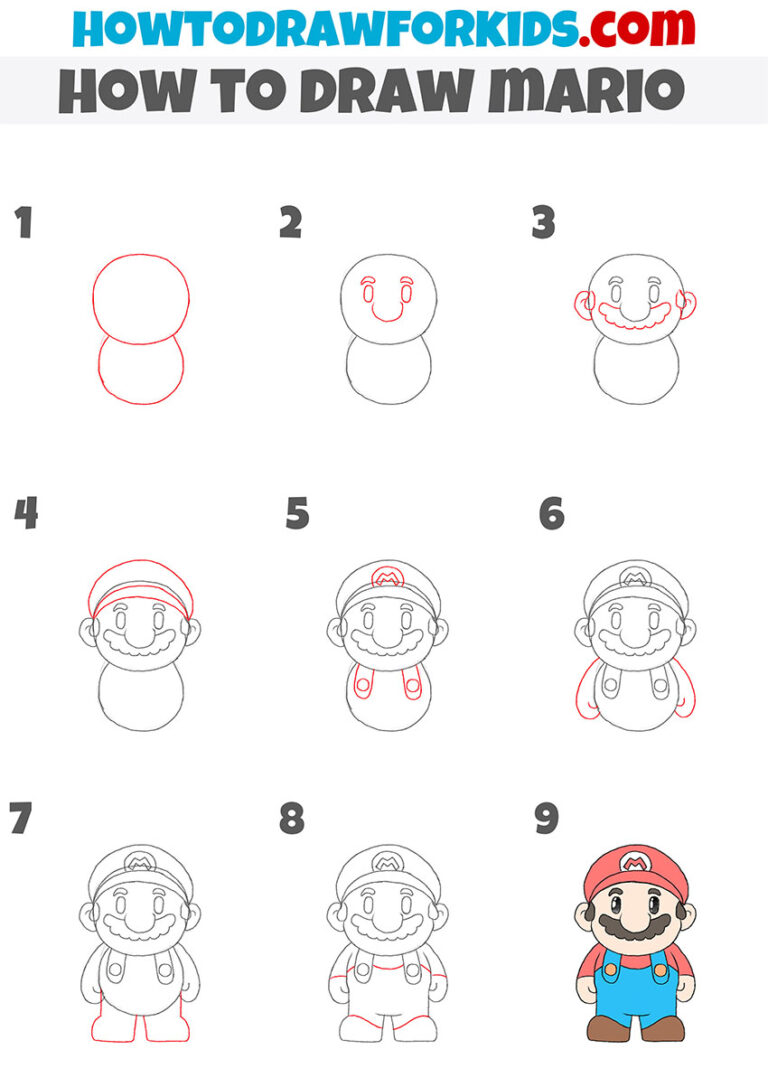 How to Draw Mario - Easy Drawing Tutorial For Kids