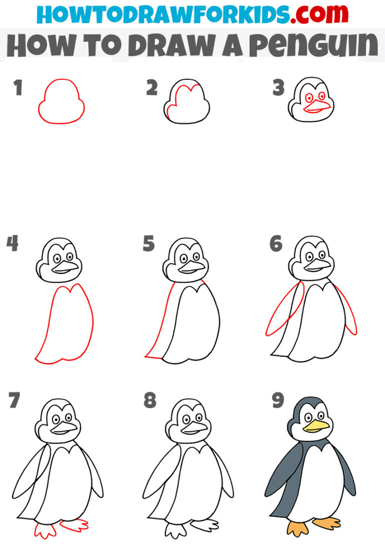 How to Draw a Penguin - Easy Drawing Tutorial For Kids