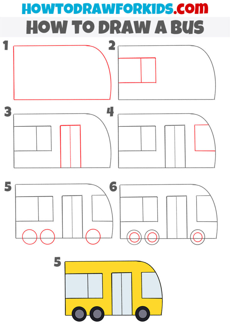 How to Draw a Bus - Easy Drawing Tutorial for Kids