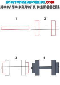 How to Draw a Dumbbell - Easy Tutorial For Kids