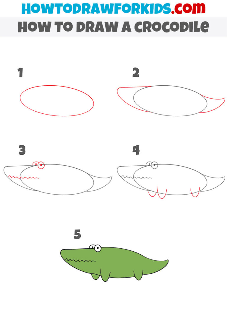 How to Draw a Crocodile - Easy Drawing Tutorial For Kids