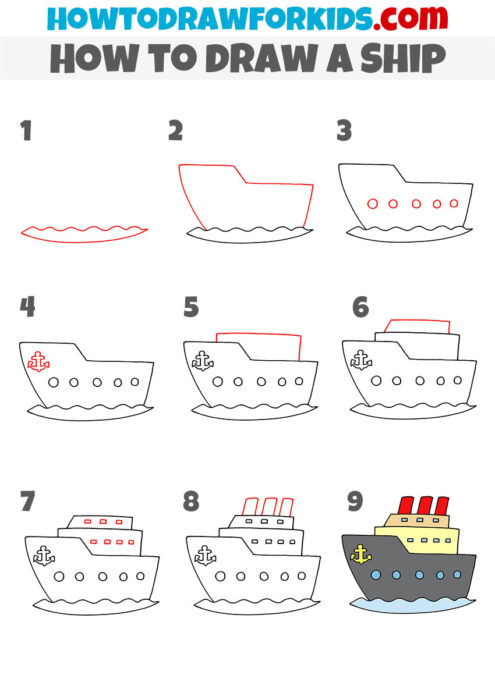 How to Draw a Ship - Easy Drawing Tutorial For Kids