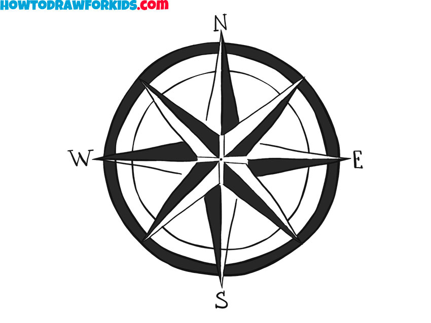 How To Draw A Compass Rose Easy Drawing Tutorial For Kids 
