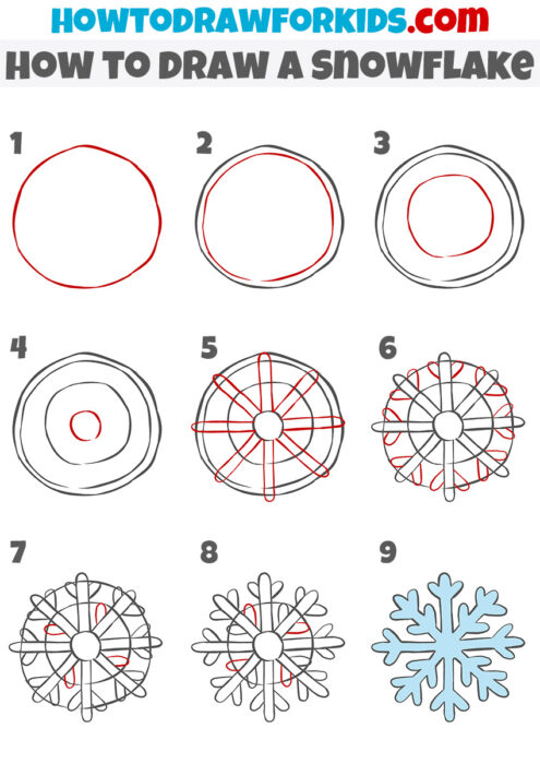 How to Draw a Snowflake - Easy Drawing Tutorial For Kids
