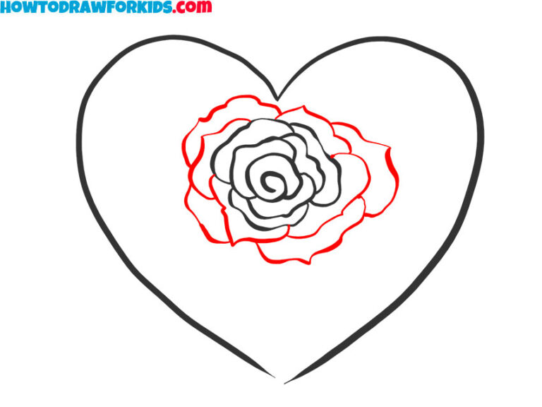 How to Draw a Rose Heart - Easy Drawing Tutorial For Kids