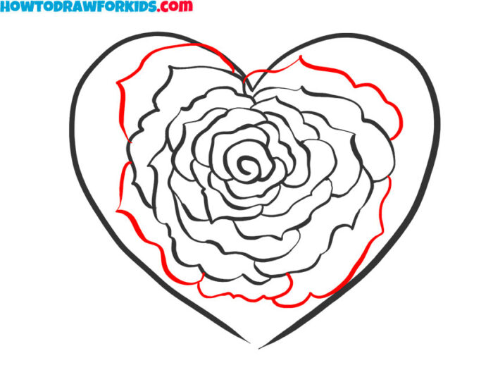 How to Draw a Rose Heart - Easy Drawing Tutorial For Kids
