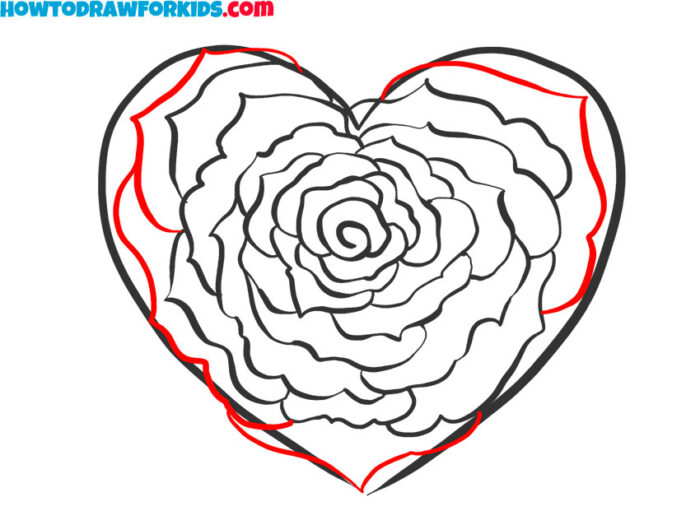 How to Draw a Rose Heart - Easy Drawing Tutorial For Kids