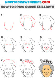 How to Draw Queen Elizabeth - Easy Drawing Tutorial For Kids
