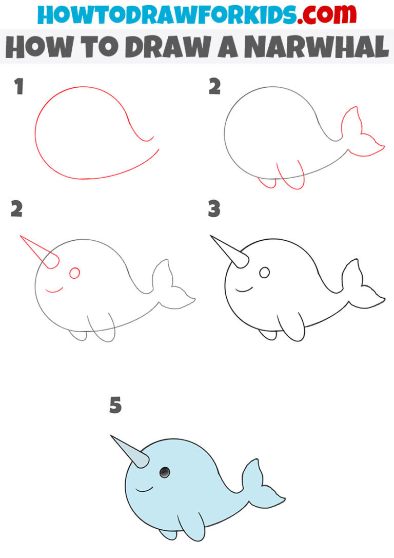 How to Draw a Narwhal - Easy Drawing Tutorial For Kids