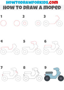 How to Draw a Moped - Easy Drawing Tutorial For Kids