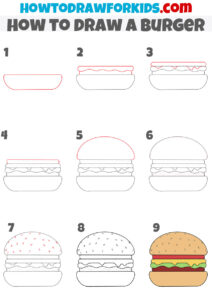How to Draw a Burger - Easy Drawing Tutorial For Kids