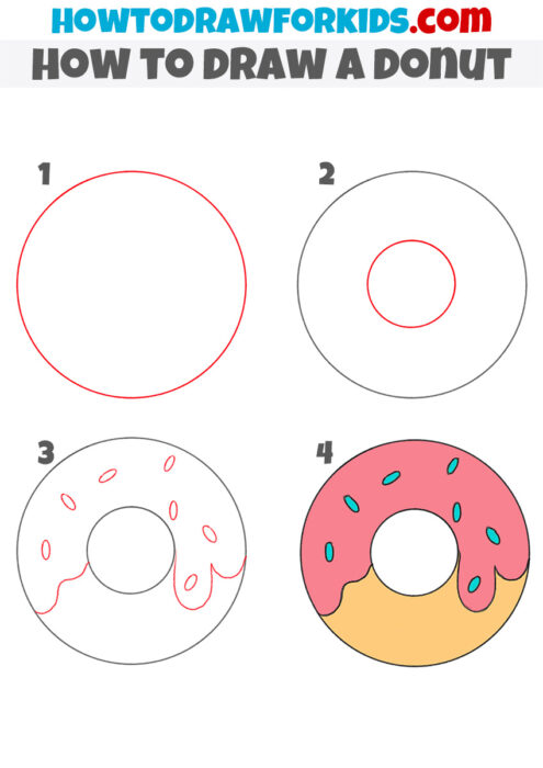 How to Draw a Donut - Easy Drawing Tutorial For Kids