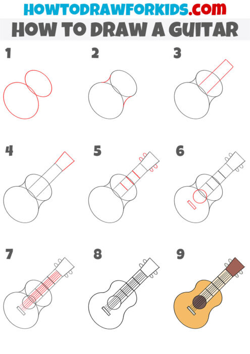 How to Draw a Guitar - Easy Drawing Tutorial For Kids