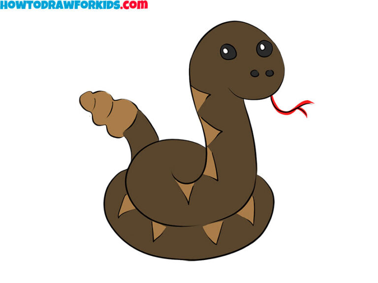 How to Draw a Rattlesnake - Easy Drawing Tutorial For Kids