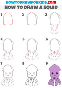 How to Draw a Squid - Easy Drawing Tutorial For Kids