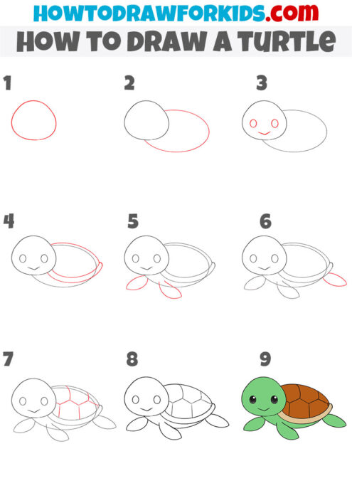 How to Draw a Turtle - Easy Drawing Tutorial For Kids