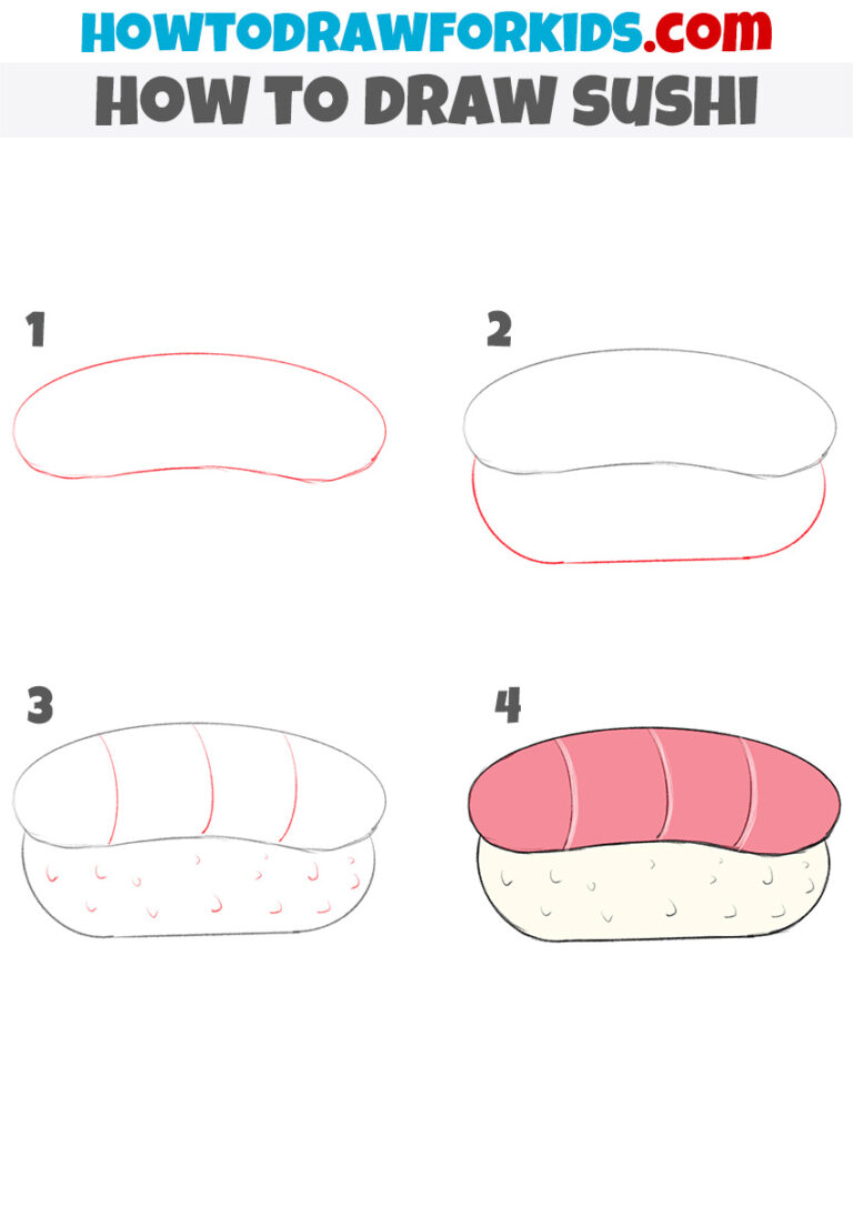 How to Draw Sushi - Easy Drawing Tutorial For Kids