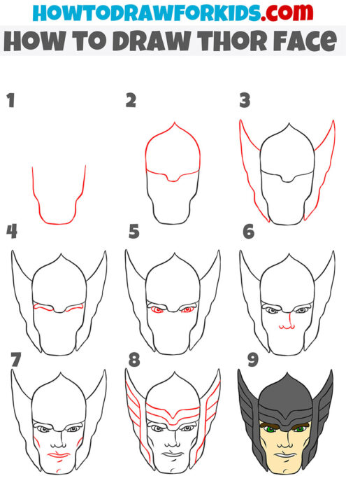 How to Draw Thor Face - Easy Drawing Tutorial For Kids