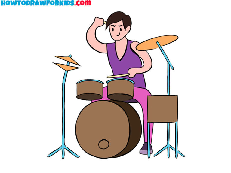 How to Draw a Drummer - Easy Drawing Tutorial For Kids