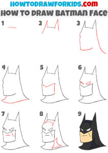 How to Draw Batman's Face - Easy Drawing Tutorial For Kids