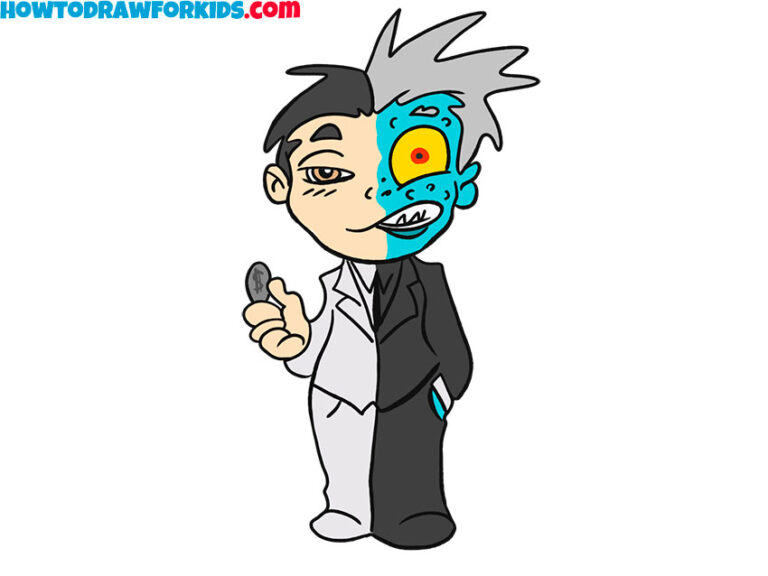 How to Draw Two-Face - Easy Drawing Tutorial For Kids