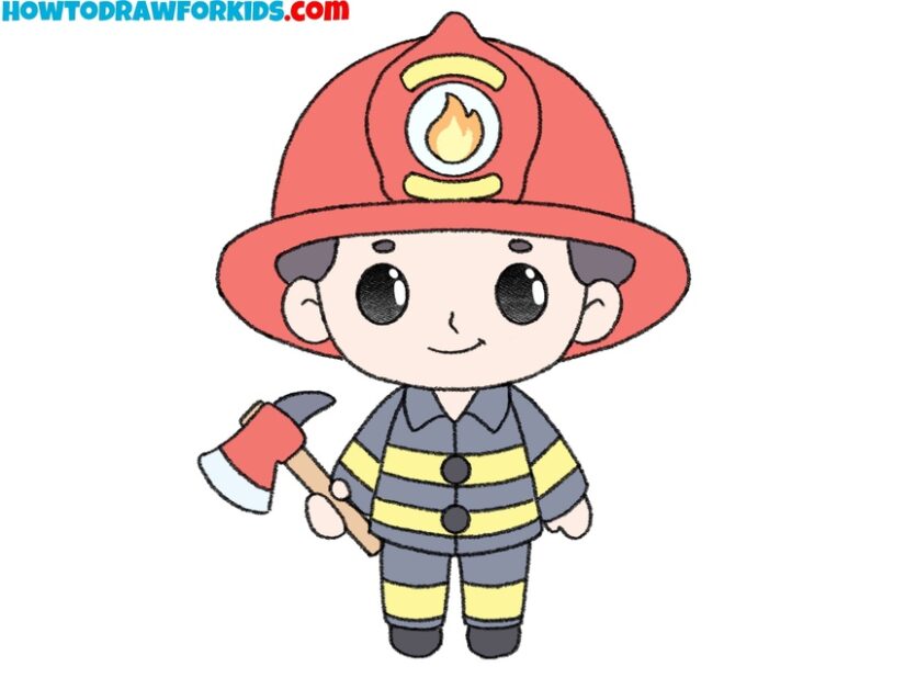 How to Draw a Firefighter - Easy Drawing Tutorial For Kids
