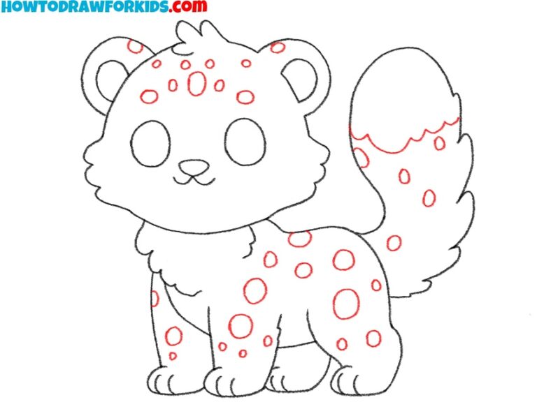 How to Draw a Snow Leopard - Easy Drawing Tutorial For Kids