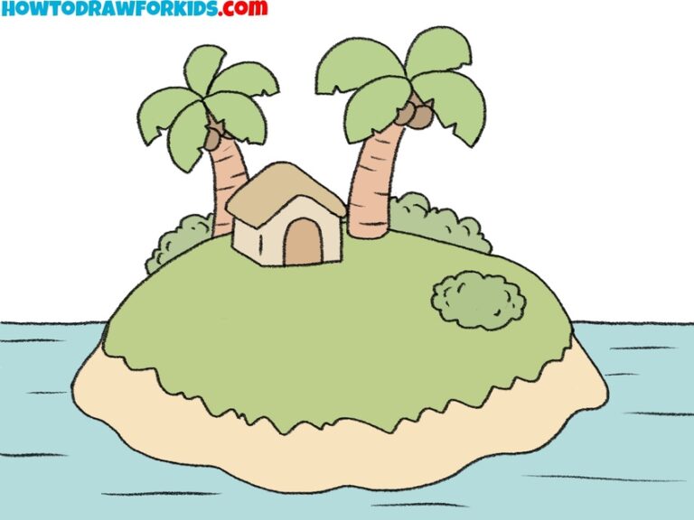 How to Draw an Island - Easy Drawing Tutorial For Kids