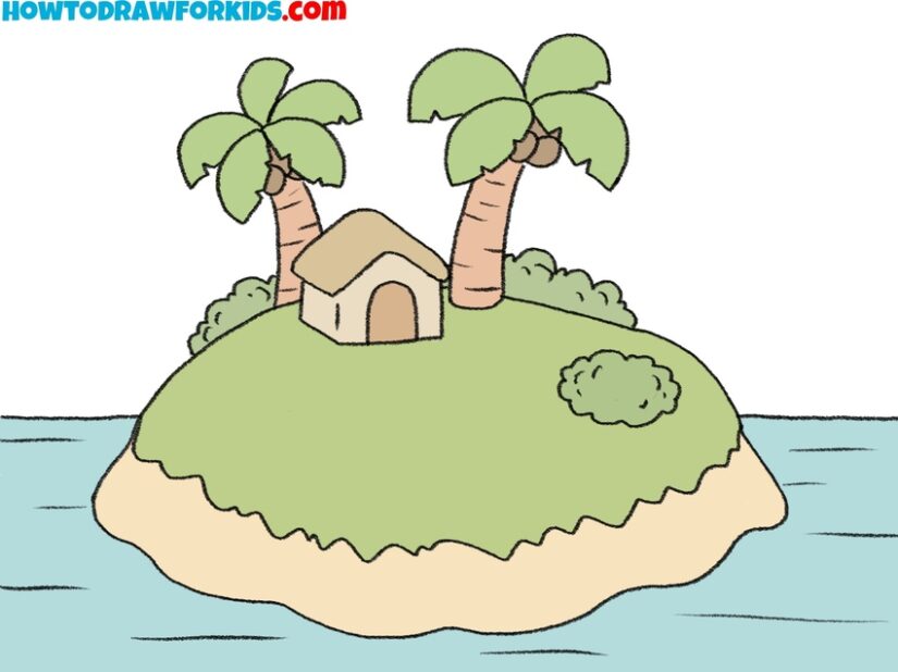 How to Draw an Island - Easy Drawing Tutorial For Kids