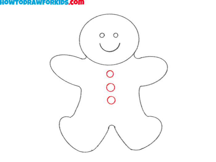 How to Draw a Gingerbread Man - Easy Drawing Tutorial For Kids
