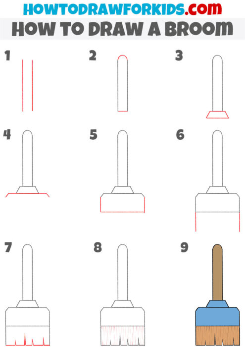 How to Draw a Broom - Easy Drawing Tutorial For Kids