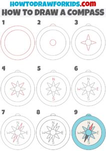How to Draw a Compass - Easy Drawing Tutorial For Kids