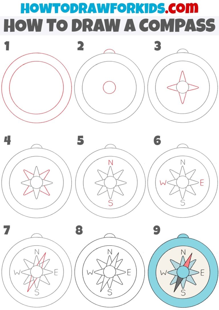 How to Draw a Compass - Easy Drawing Tutorial For Kids