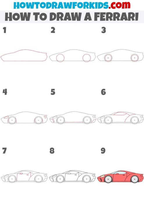 How to Draw a Ferrari - Easy Drawing Tutorial For Kids