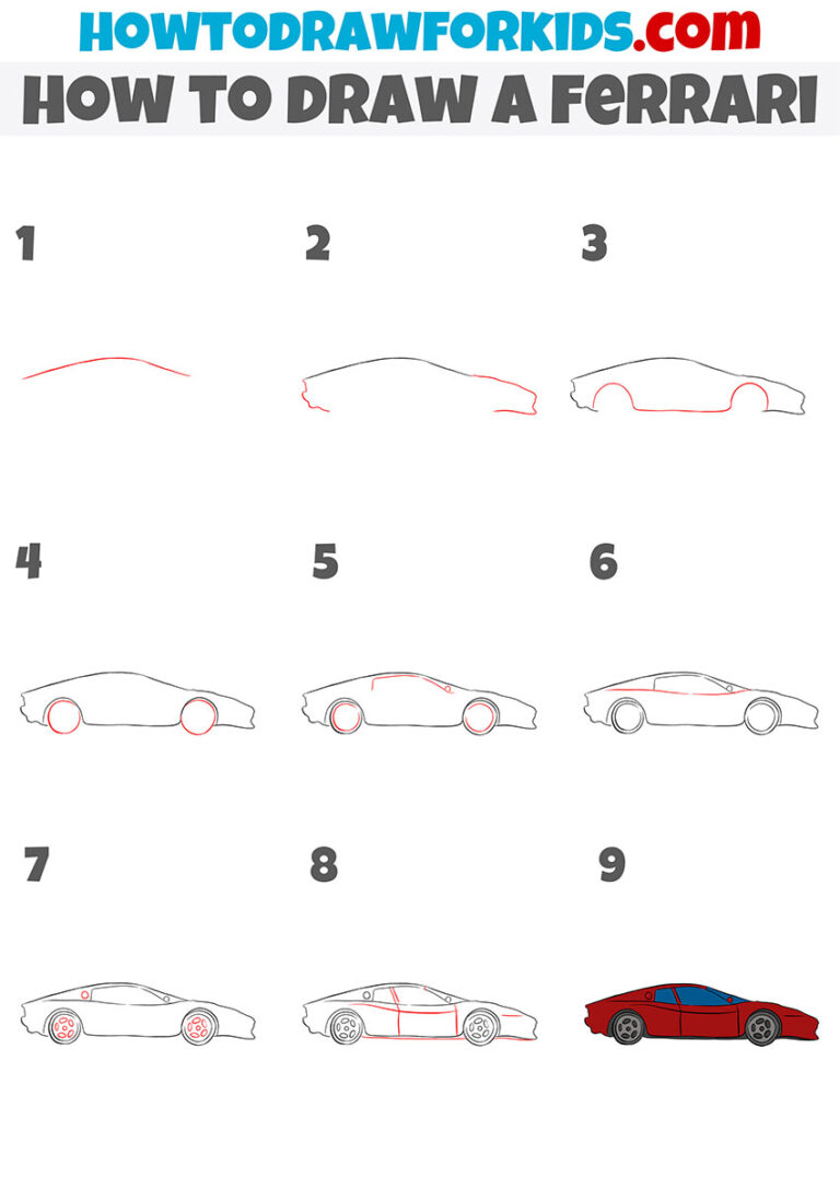 How to Draw a Ferrari - Easy Drawing Tutorial For Kids