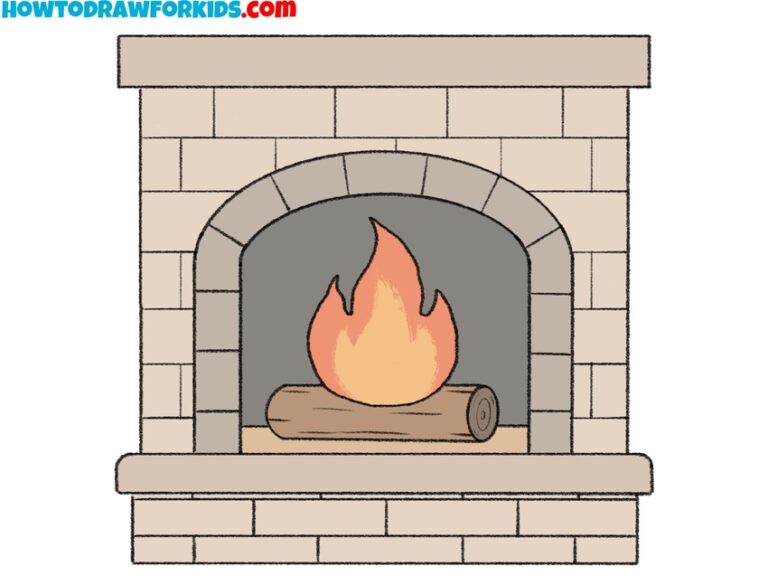 How to Draw a Fireplace - Easy Drawing Tutorial For Kids