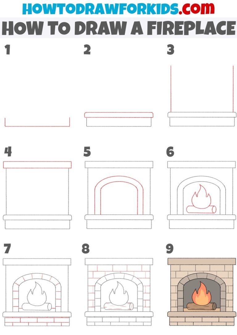 How to Draw a Fireplace - Easy Drawing Tutorial For Kids