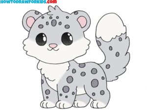 How to Draw a Snow Leopard - Easy Drawing Tutorial For Kids