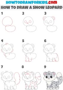 How to Draw a Snow Leopard - Easy Drawing Tutorial For Kids