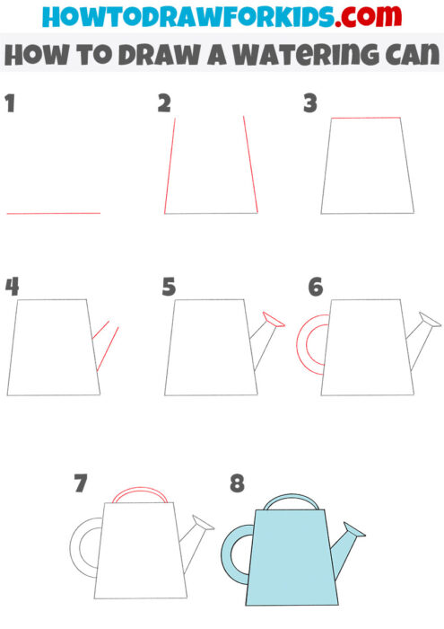 How to Draw a Watering Can - Easy Drawing Tutorial For Kids