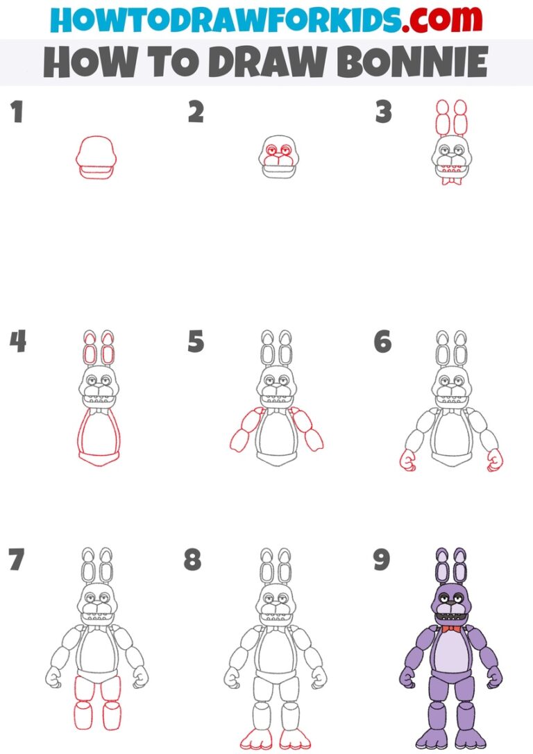 How to Draw Bonnie - Easy Drawing Tutorial For Kids